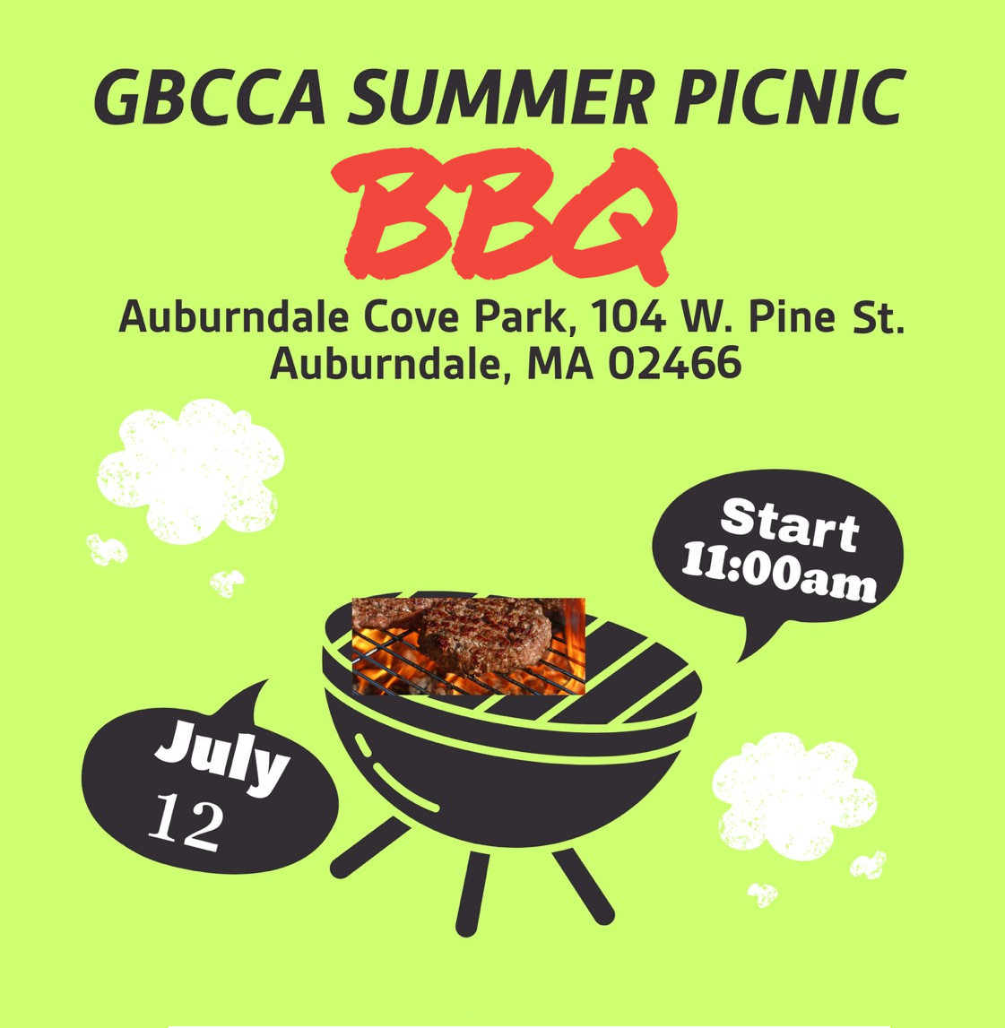 2025 Annual Summer Picnic, Saturday, July 12th – GBCCA